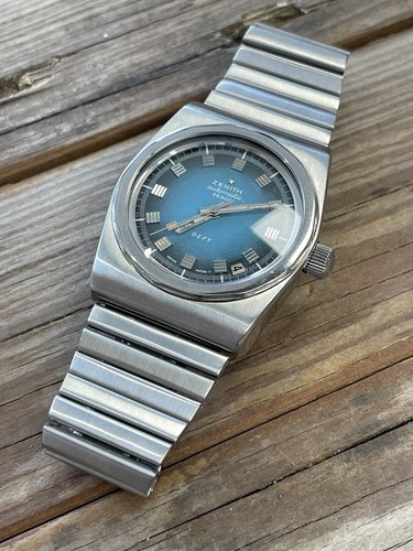 Vintage Zenith Defy Blue fume Sunburst Dial a7682 Automatic Watch | eBay