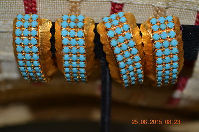 Gorgeous Set of 4 Brushed Gold Plated & Turquoise Glass Belt Loops | eBay