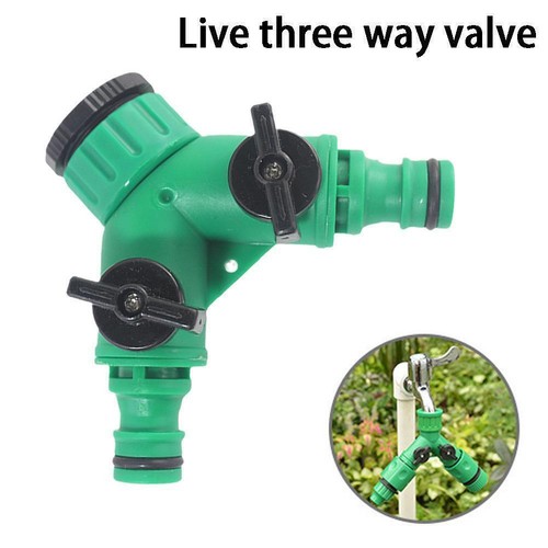2-Way Double Outside Garden Water Hose Pipe Tap Splitter Dual Connector ...