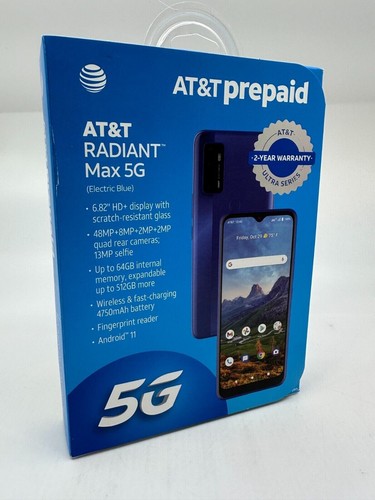 ATT AT&T RADIANT Max 5G 64 GB Electric Blue Prepaid Smartphone 6.82 ...