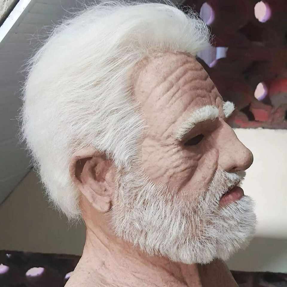 Halloween Realistic Latex Human Wrinkle Face Mask Old Man Full Head ...
