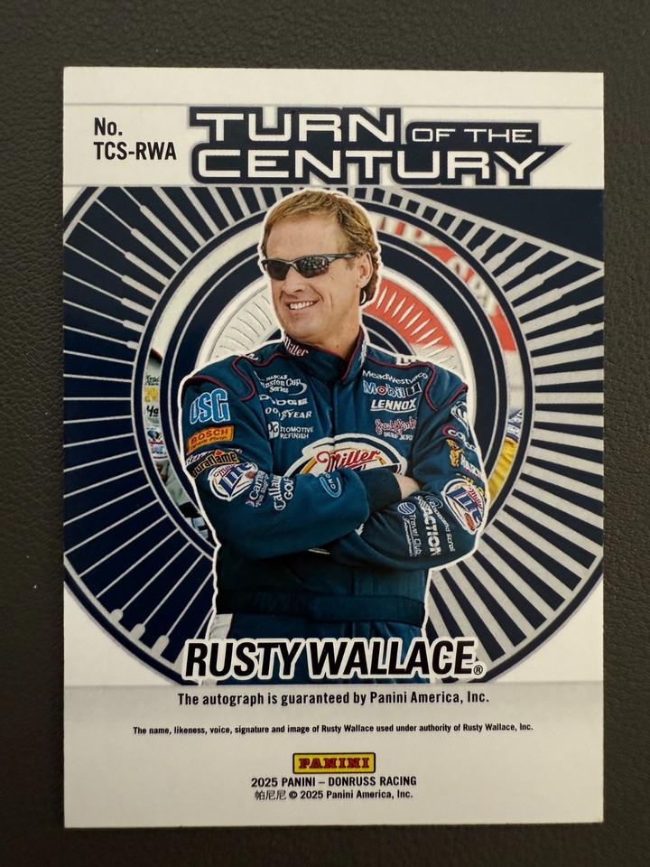 2025 Donruss Racing RUSTY WALLACE Turn of the Century Autograph Auto 1/ ...