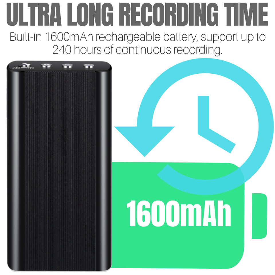 240 Hr Mini Recorder Spy Digital Voice Activated Audio Magnetic MP3 ...