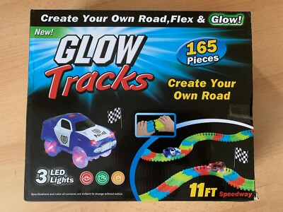 Glow Tracks 165 Piece Set 11ft Speedway With 1 Red Jeep Car | eBay UK