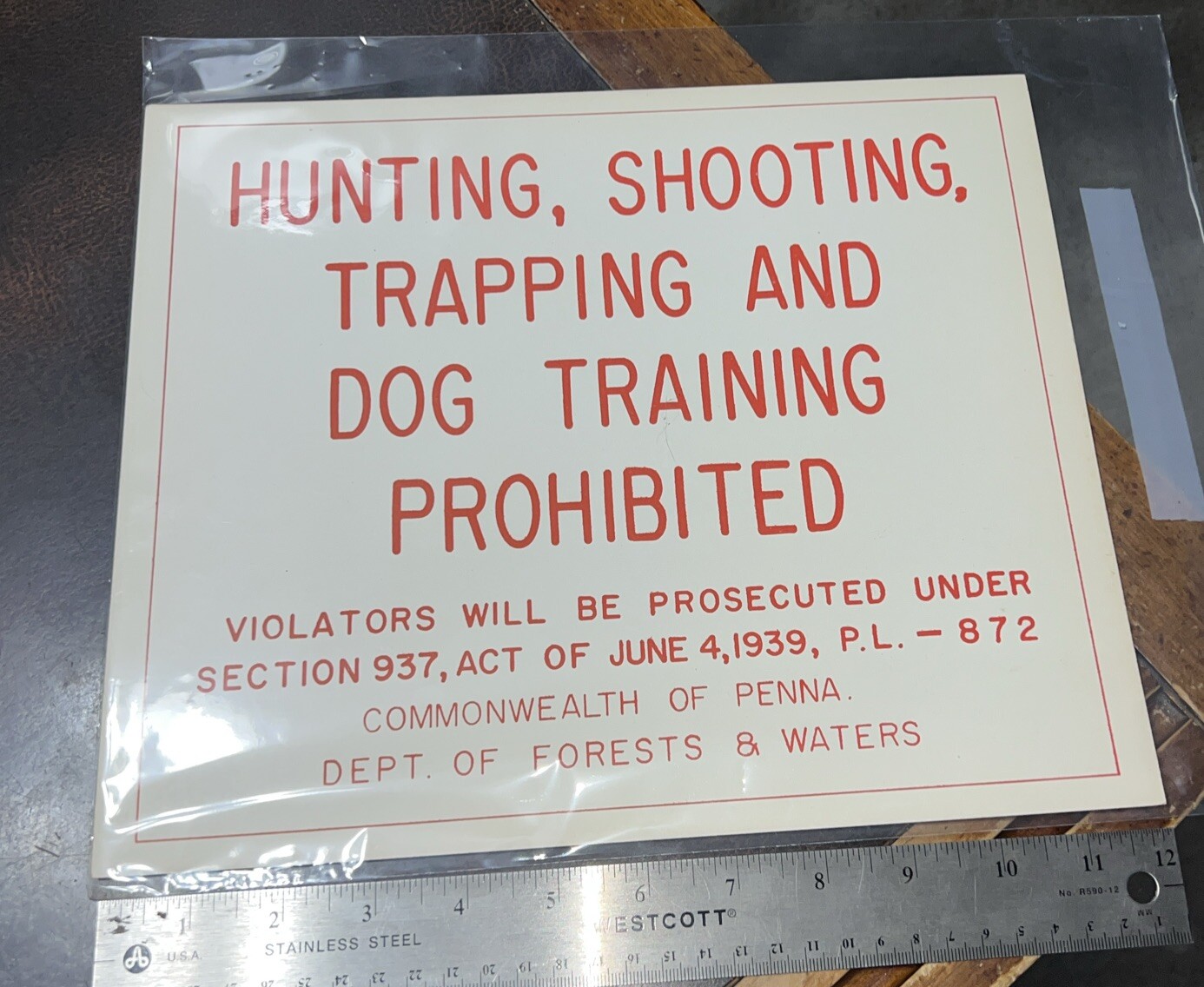 1939 Cardboard Penna Dept. Of Forests & Waters Prohibited Sign | eBay