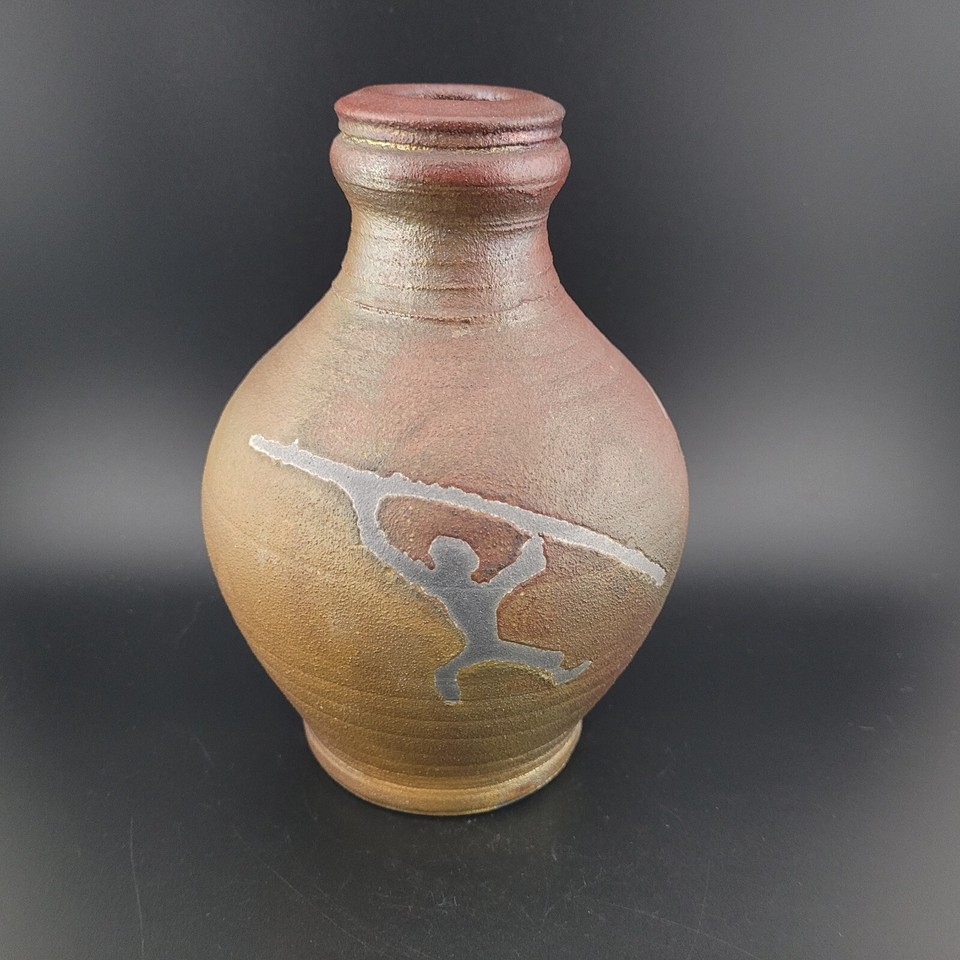 Rick Cosci Raku Vase Bottle Signed Native Maui Hawaiian Pottery 1994 ...