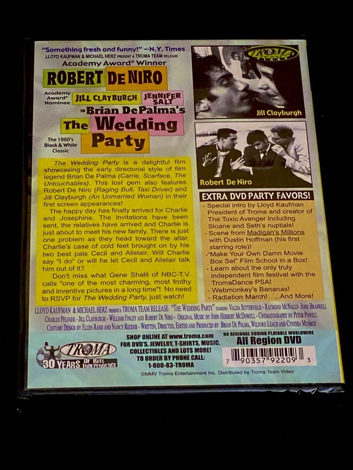 The Wedding Party (DVD, Troma, 1969 Robert De Niro Comedy, Region Free ...