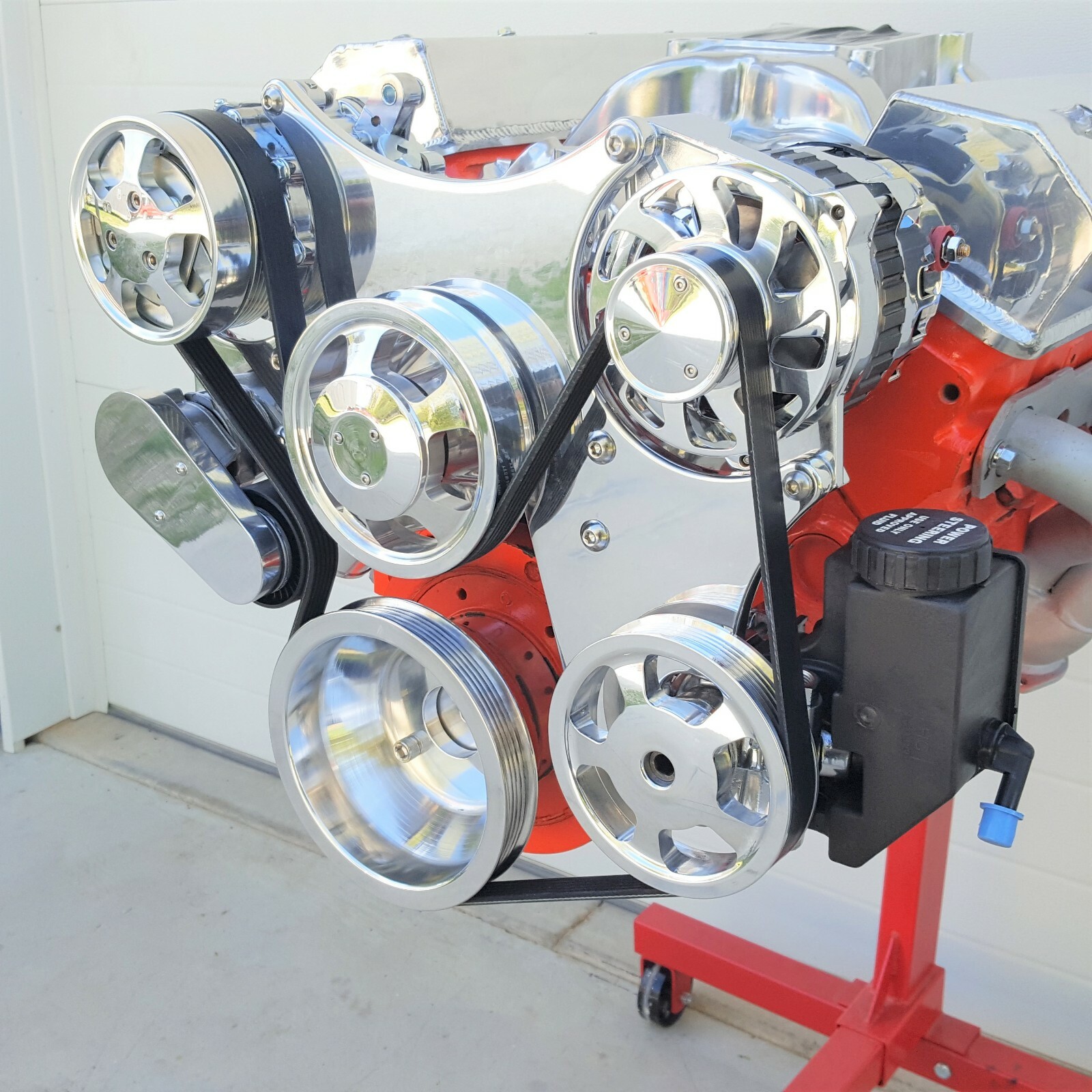 Small Block Chevy Polished Serpentine Kit Front Drive System SBC 305 ...