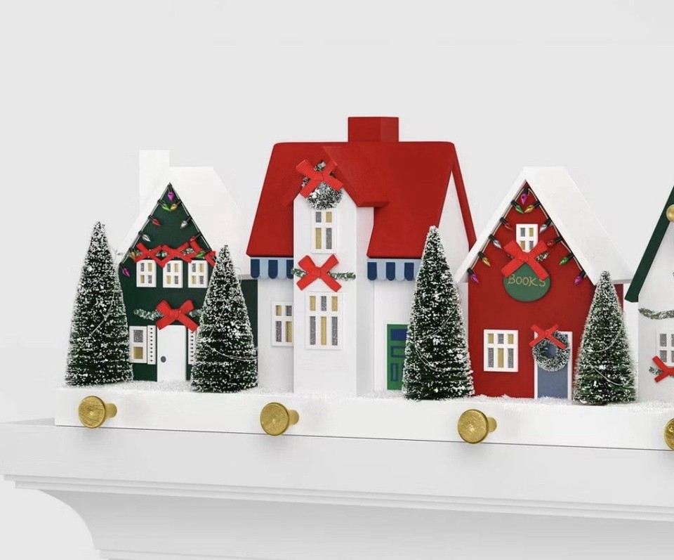 Threshold Lit Village Christmas Stocking Holder – Holiday Mantel – NEW ...