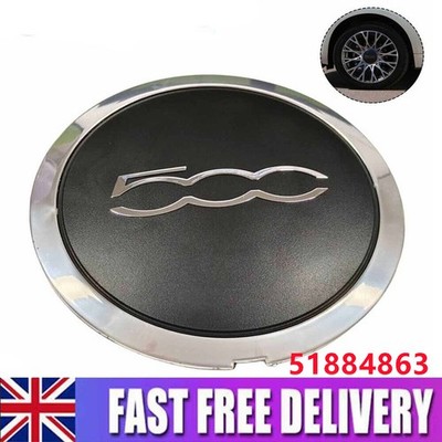 For Fiat 500 Alloy Wheel Cover Centre Cap Black And Chrome Silver 133mm ...