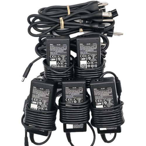 Lot of 5 Genuine Dell 65W Laptop Chargers LA65NS2-01 OMGJN9 4.5mm Tip ...