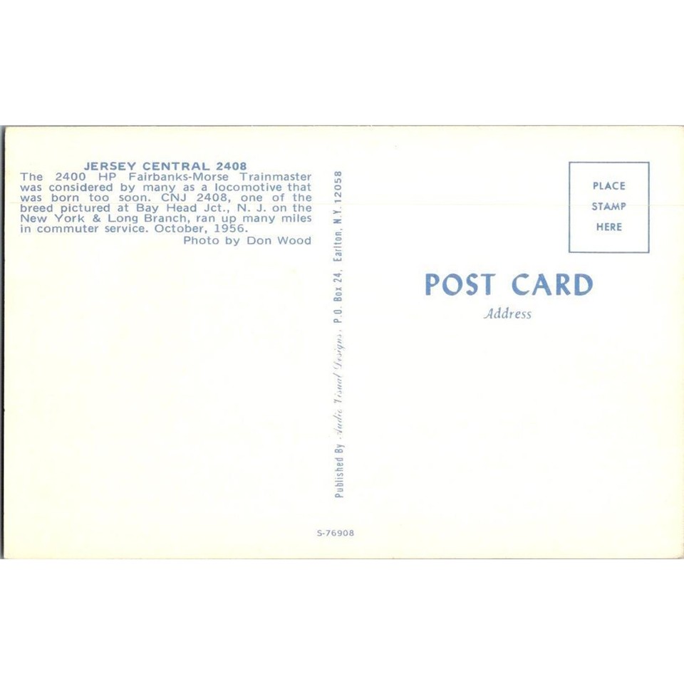 Vintage Train Postcard Jersey Central CNJ 2408 HP Fairbanks- Morse ...