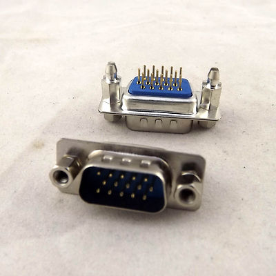 2x D-SUB DB15 15 Pin Male DIP PCB Straight Solder Connector Adapter ...