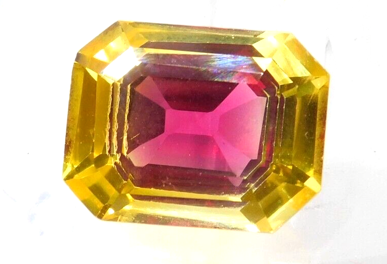 11.15Ct Certified Natural Bi-Color Pitambari Sapphire Emerald Cut Loose ...