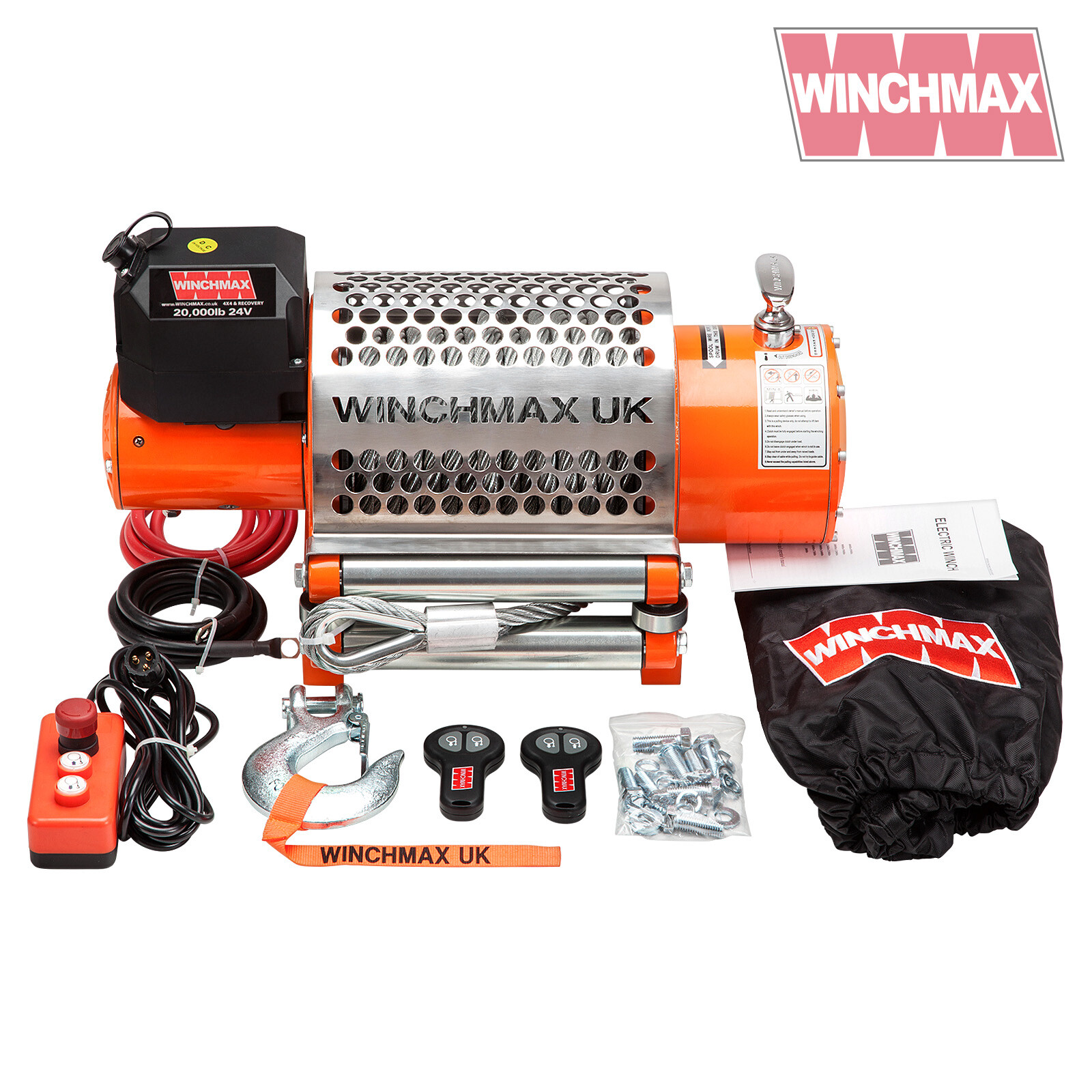 ELECTRIC WINCH 24V RECOVERY 4x4 20000 lb WINCHMAX ORIGINAL ORANGE WINCH ...