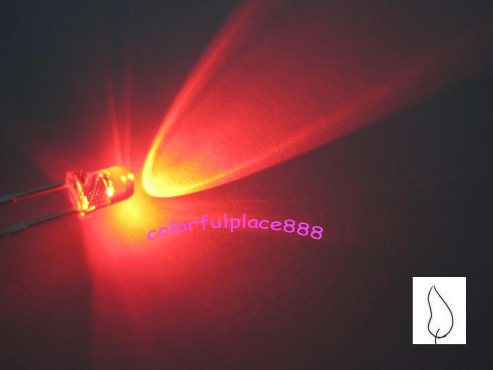 100pcs, 3mm Red Candle Flicker Ultra Bright Flickering LED Leds Light ...