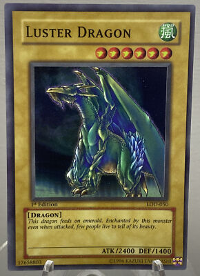 YUGIOH LUSTER DRAGON LOD-050 HOLO 1ST EDITION LP Condition ATK/2400 DEF ...