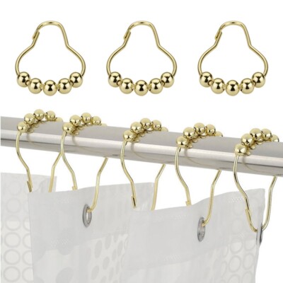 12x/Set Metal Shower Hook Ring F Bathroom Shower Bedroom Balconies ...