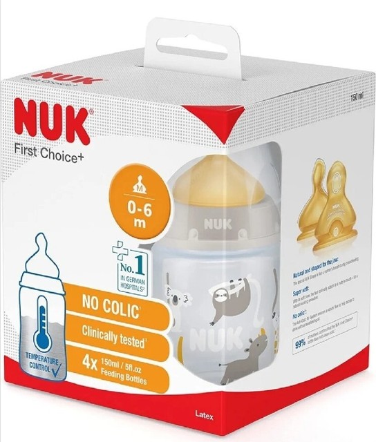 NUK First Choice temp control 0-6m 150ml 4pk - Latex damaged box for ...