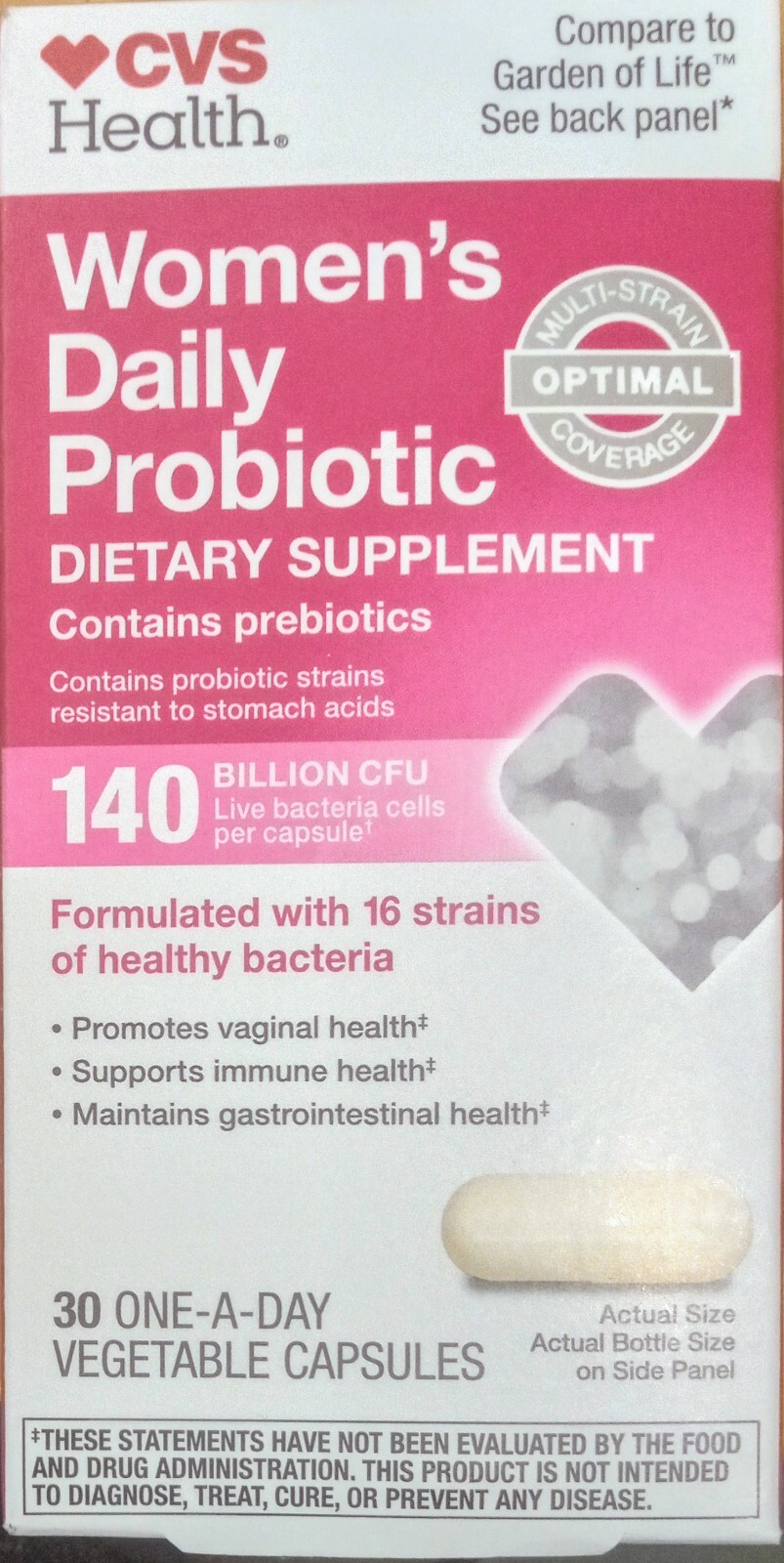 CVS Womens Daily Probiotic 140 Billion CFU 30 Ct Vegetable Capsules ...