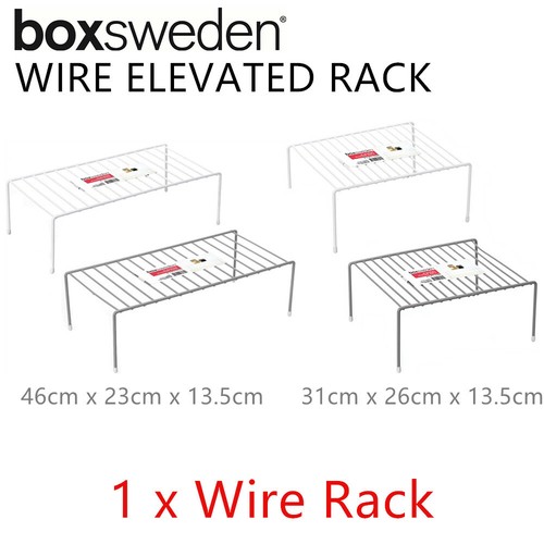 Metal Wire Elevated Storage Rack Shelf Bin Tray Tier Shelve Organiser ...