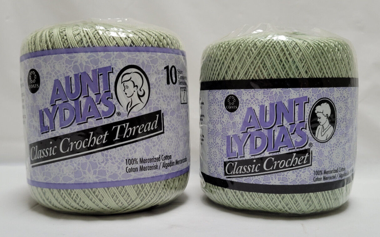 Lot of 2 Frosty Green Aunt Lydia's Coats Classic Crochet Knitting ...