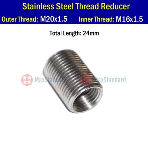 M20 M20x1.5 Male to M16 M16x1.5 Female Thread Inserts Adapter Reducer ...