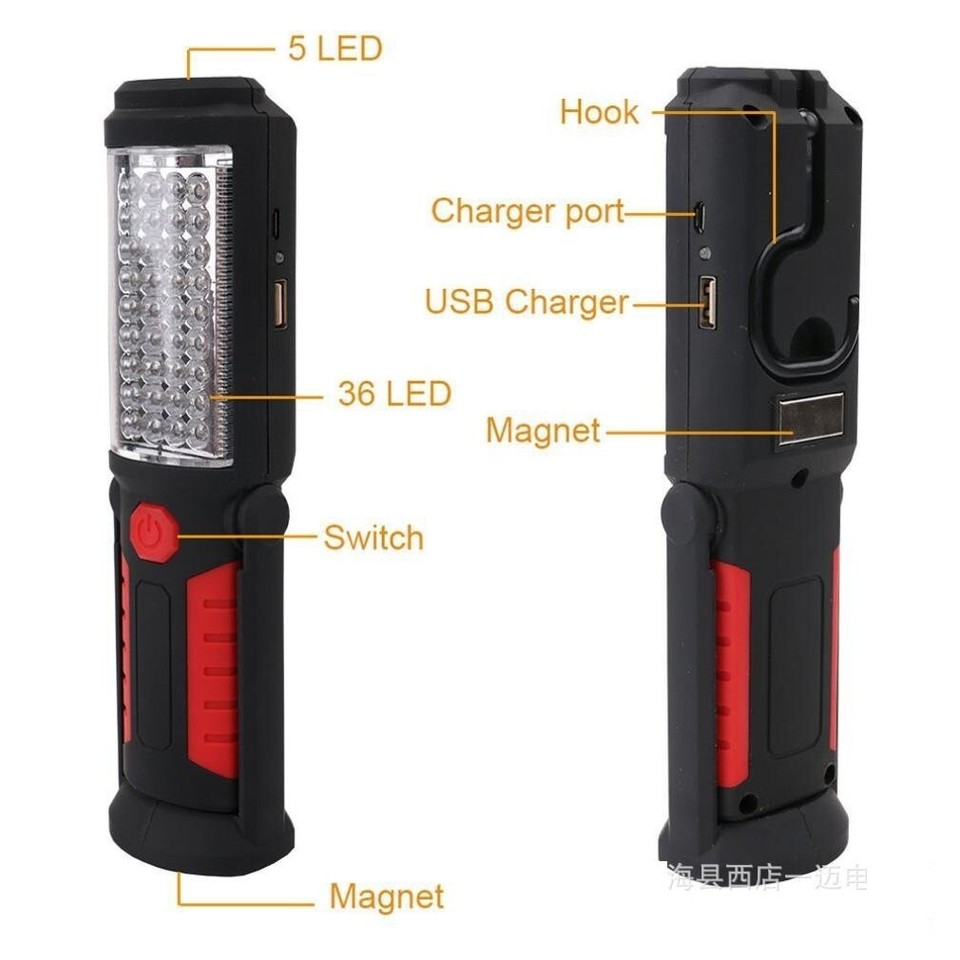 LED COB Hand Torch Magnetic Rechargeable Work Lamp Car Workshop ...