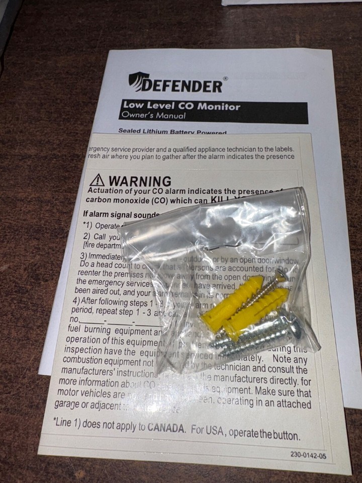 NEW DEFENDER LL6170 LOW LEVEL CO MONITOR SEALED LITHIUM BATTERY POWERED ...