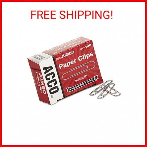 ACCO Paper Clips, Jumbo, Smooth, Economy, 10 Boxes, 100/Box (72580 ...
