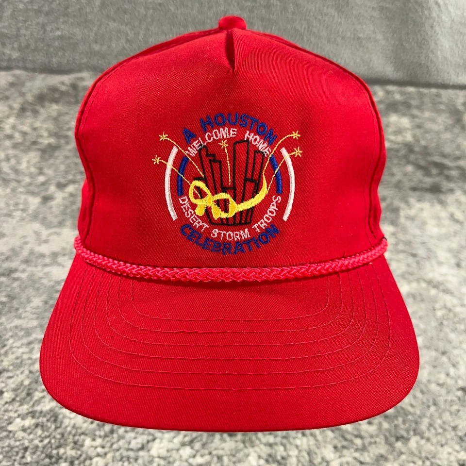 Vintage Desert Storm Hat Cap Mens Snapback Red Houston Welcome Home ...
