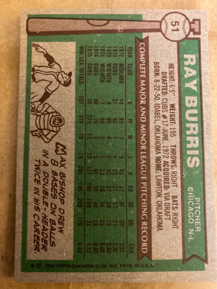 1976 Topps Baseball #51 Ray Burris MINT? | eBay