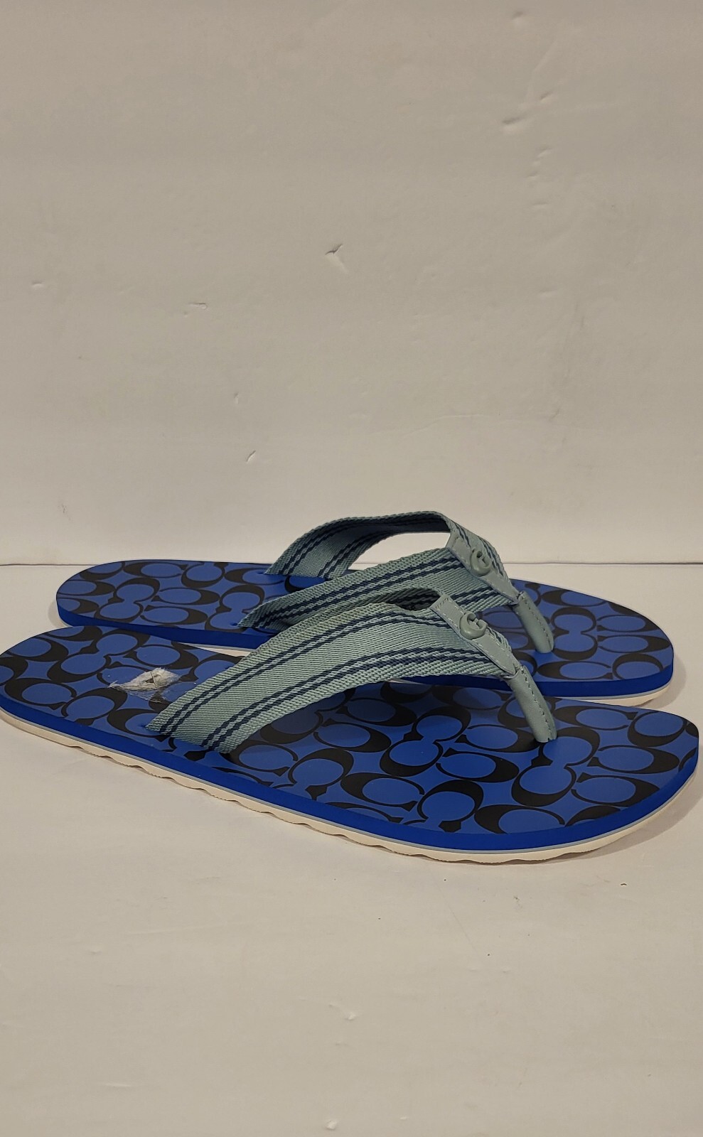 BN COACH Men's Signature Webbing Flip Flop Blue Fin - Gem