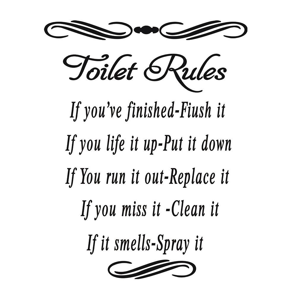 Bathroom Washroom Home Decor Quotation Decals Toilet Rules Mural Wall ...
