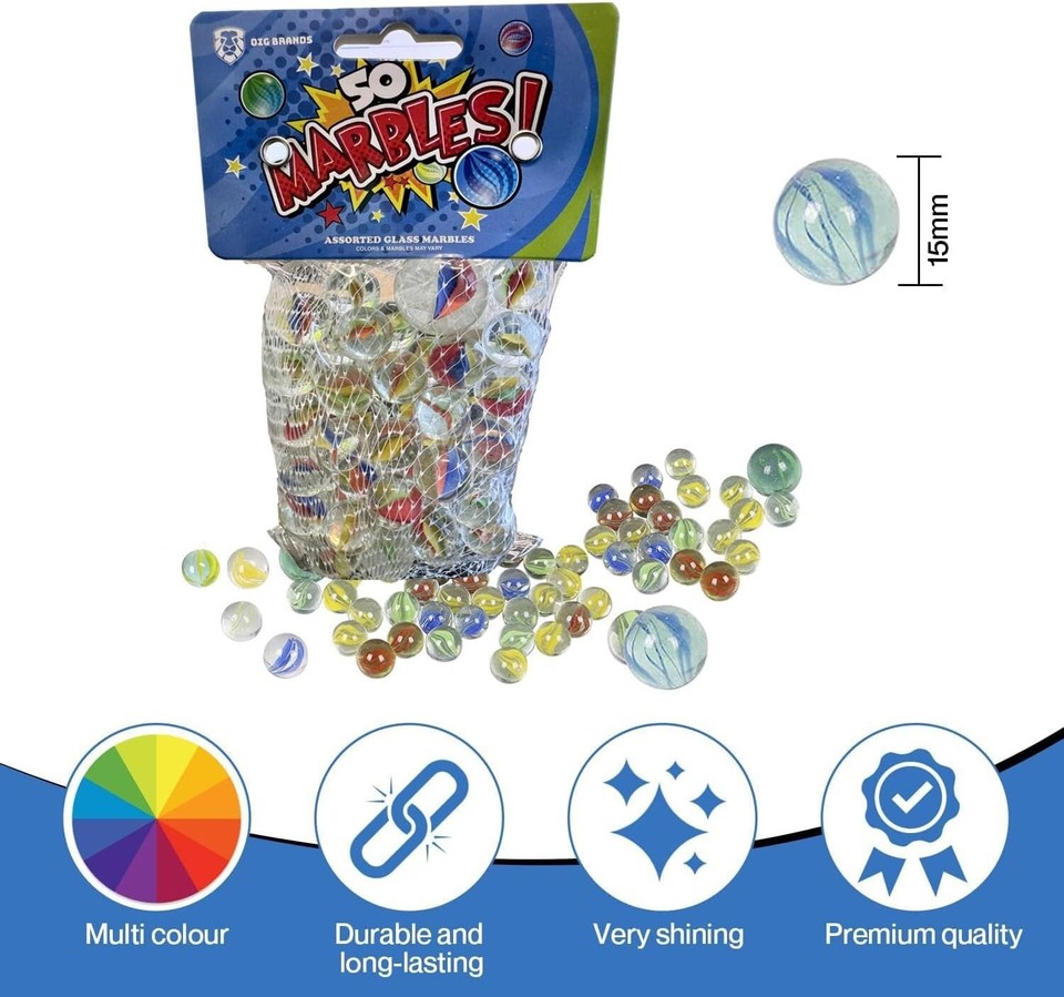 50 Pack Assorted Marbles Fun Retro Toys I Classical Glass Marbles for ...