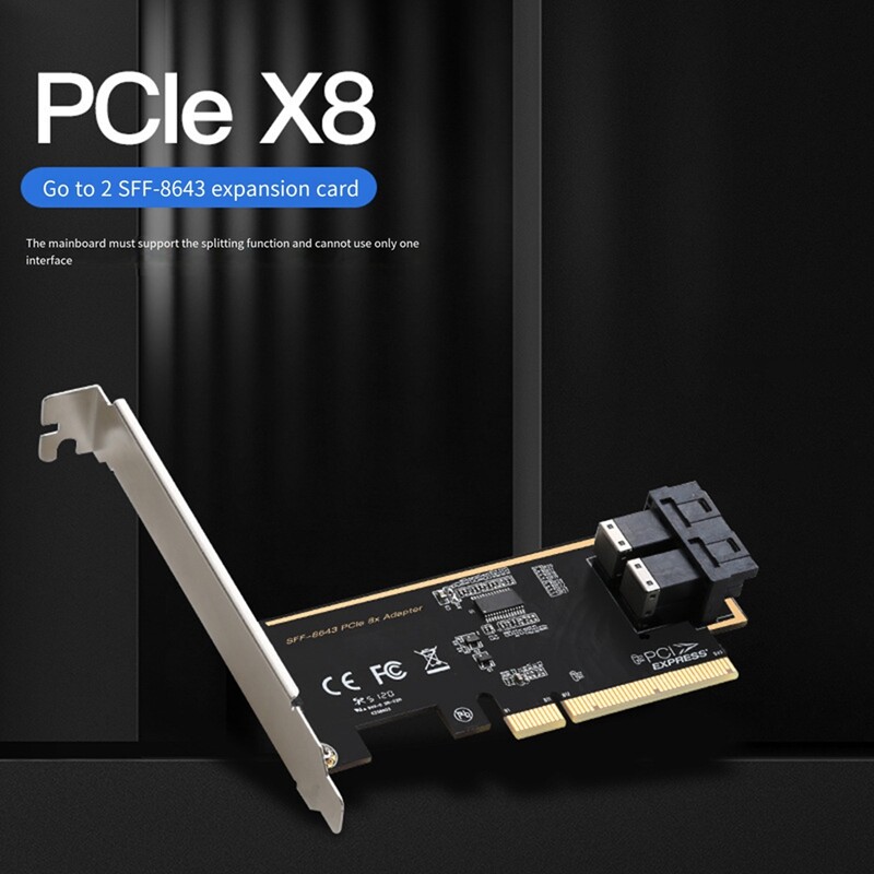 PCIE 8X to 2 Ports U.2 Adapter Card SFF8643 Dual NVMe SSD PCIE X8 ...