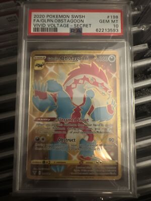 Pokemon 198/185 Galarian Obstagoon Vivid Voltage PSA 10 Full Art Gold ...
