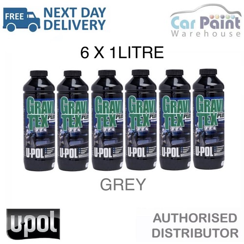 6 x 1L U-pol GREY Gravitex Plus HS Stonechip Protector 1L UPOL Stone ...