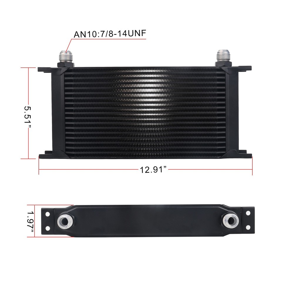 Universal 19 Row Oil Cooler + AN10 Fittings Engine Gearbox External ...