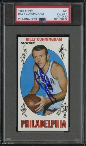 1969 Topps Billy Cunningham Signed Philadelphia 76ers Rookie Card PSA 4 ...