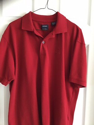 IZOD Polo Shirt Mens Sz Large Short Sleeve Red Shirt | eBay