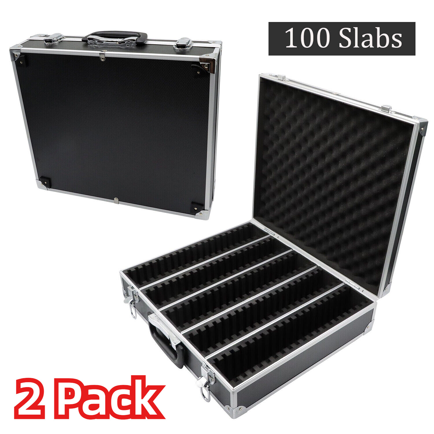 2 Pack Aluminum Frame Storage Box with Lock for 100 PCGS NGC Coin ...