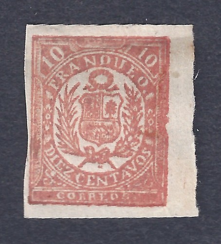 1883 PERU 10c Imperf. Stamp. This Stamp Has Been Hinged. | eBay