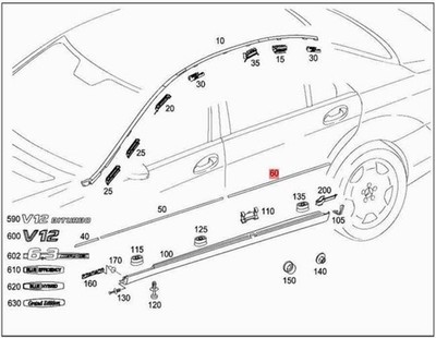 Genuine Mercedes-Benz W221 S-CLASS Trim Strip 2216904680 | Right ...