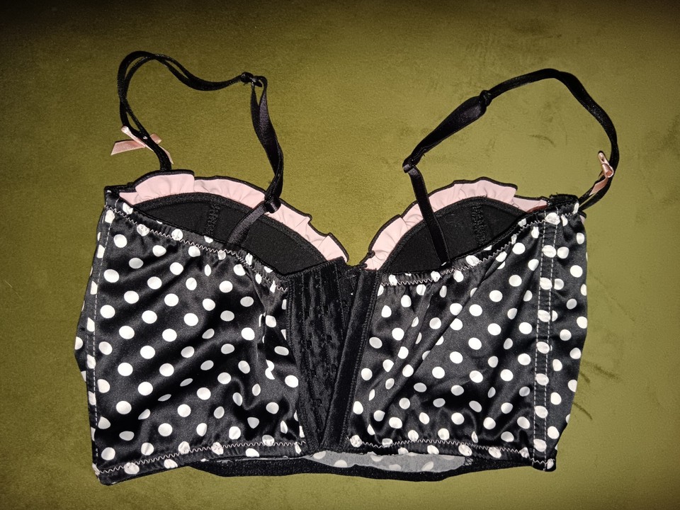 Secret Possessions Bralet Longline Bra 34D Polka Bow Kawaii Burlesque ...