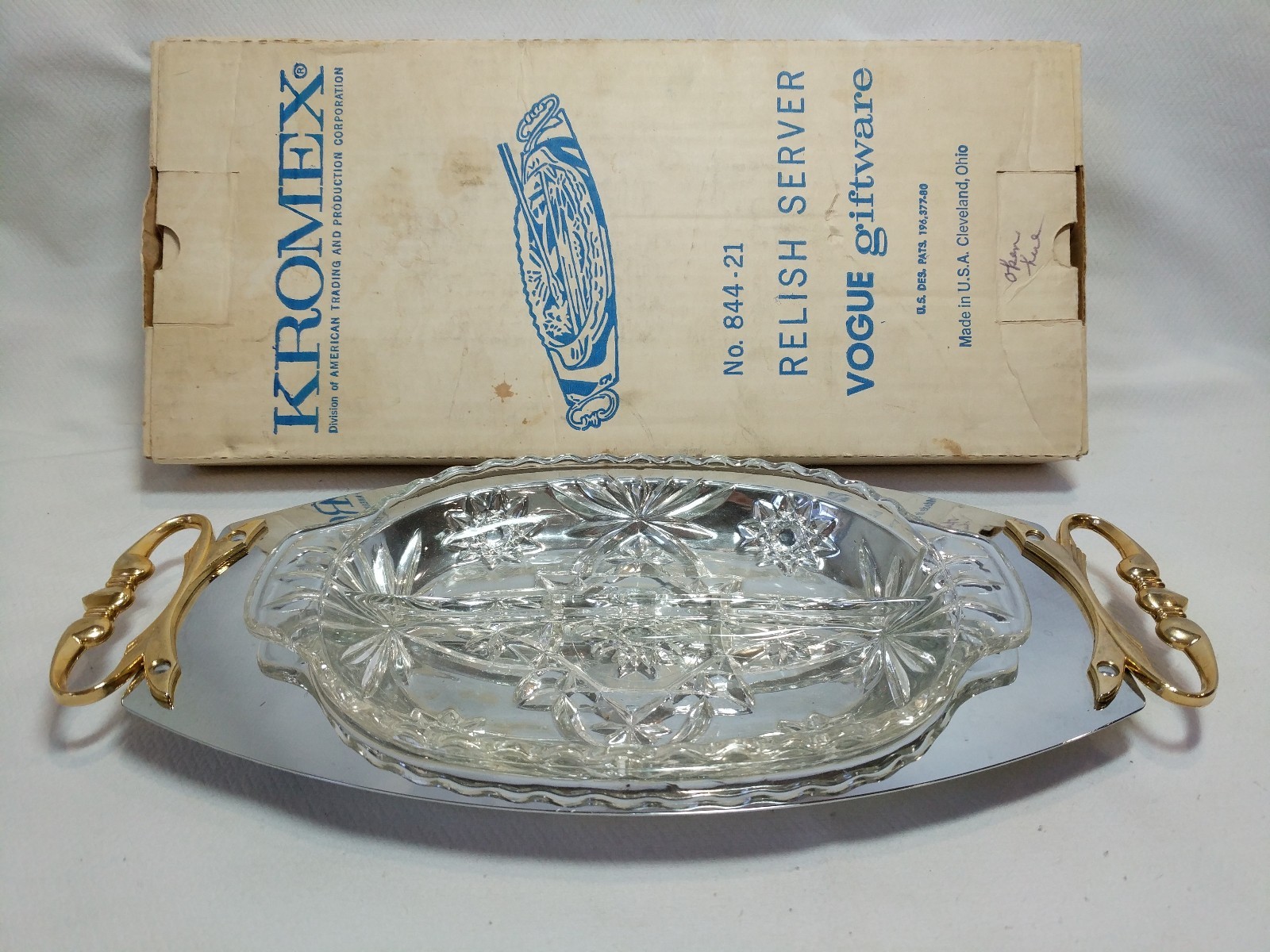 Kromex Relish Server Vogue Giftware 844-21 In Original Box Brass ...