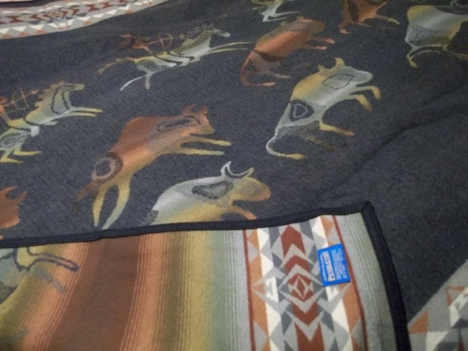 PENDLETON WOOL BLANKET BUFFALO INDIAN ARTIST DESIGN VINTAGE USA | eBay