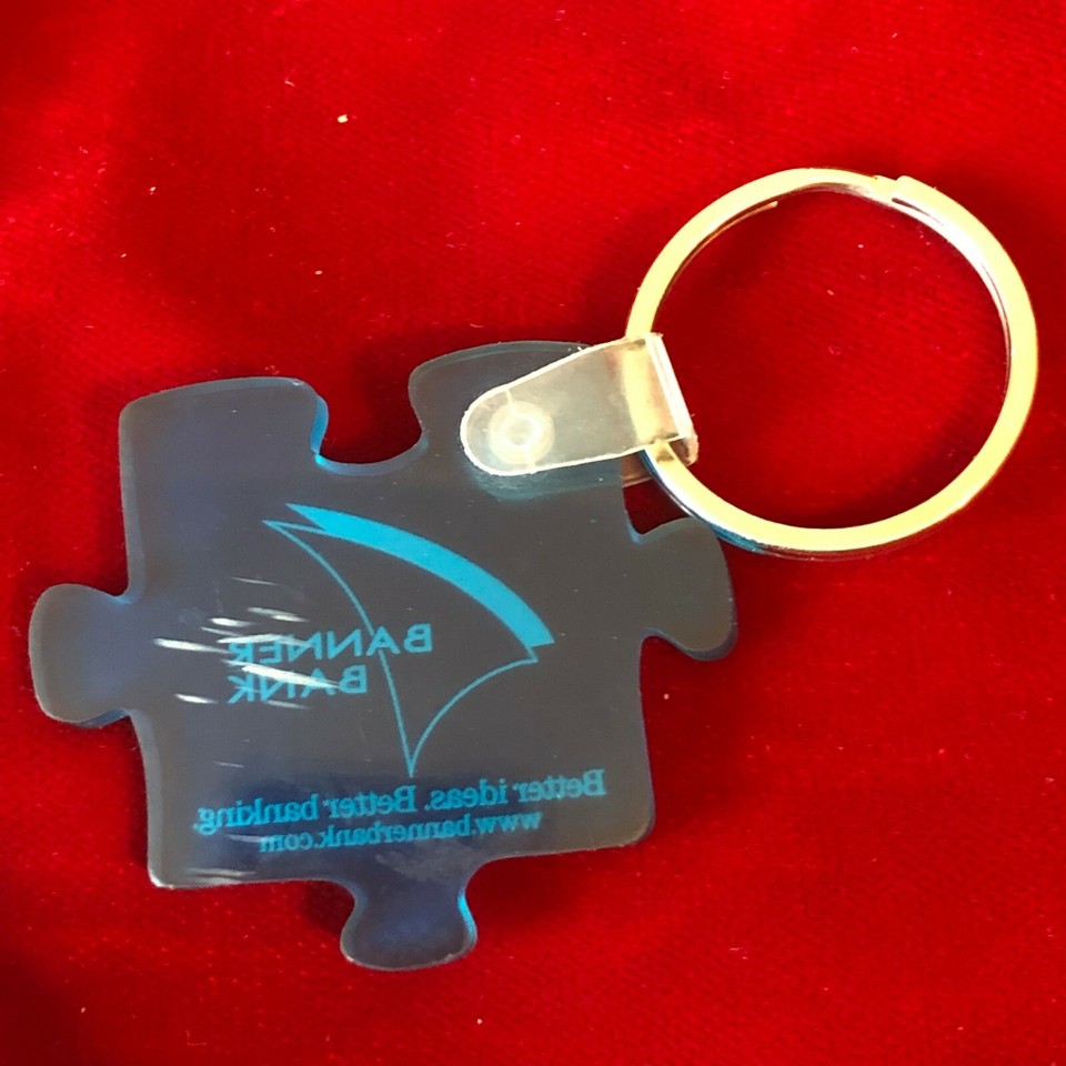 Banner Bank Promo Advertisement Rubber Puzzle Piece Shape Keychain | eBay