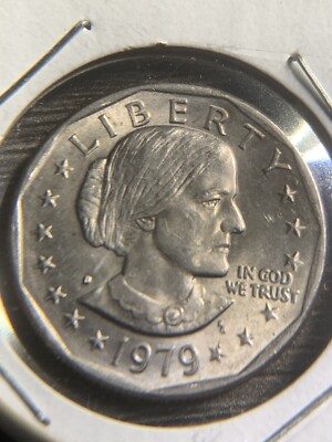 1979-D Susan B Anthony Liberty dollar coin RARE FG narrow on front wide ...
