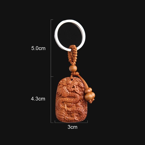 1pc Wood Carving 3D Dragon Shaped Key Chain Ring Pendant Ornament Gift ...